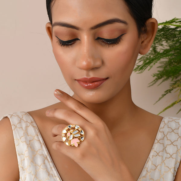 Forever More Enamelled White Pearls Cocktail Ring – VOYLLA