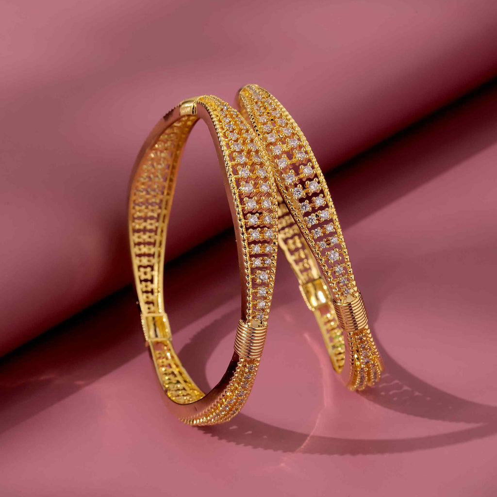 Gold Elegance Nayara Spark CZ Gold Bangles – VOYLLA