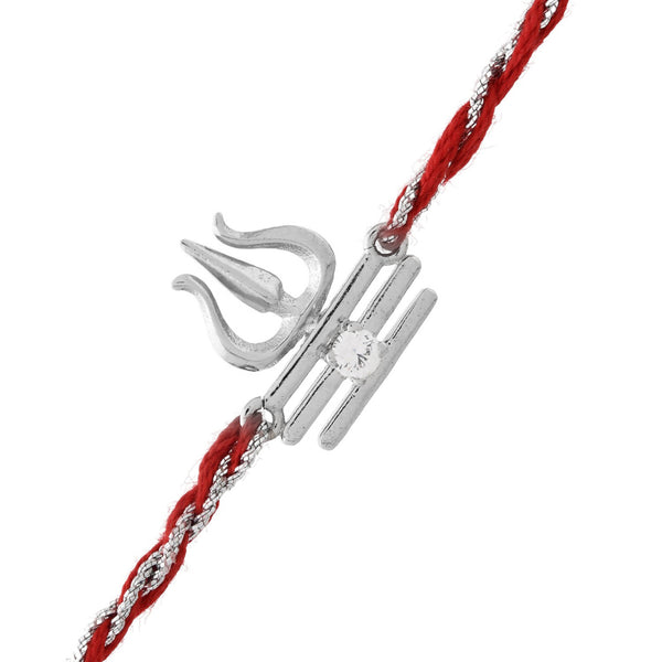 Elegant Sterling Silver Trishul Rakhi And Lumba Bracelet Combo For Bro ...