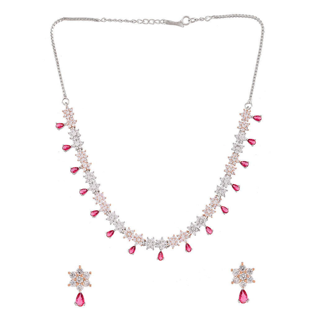 Sparkling Opulence White and Pink CZ Jewellery Set – VOYLLA