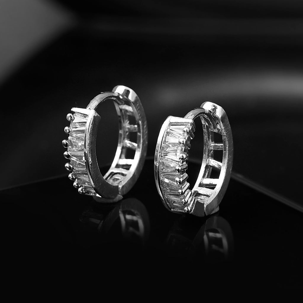 Sparkling Elegance Cluster Setting White Cz Half-Hoop Earrings – VOYLLA