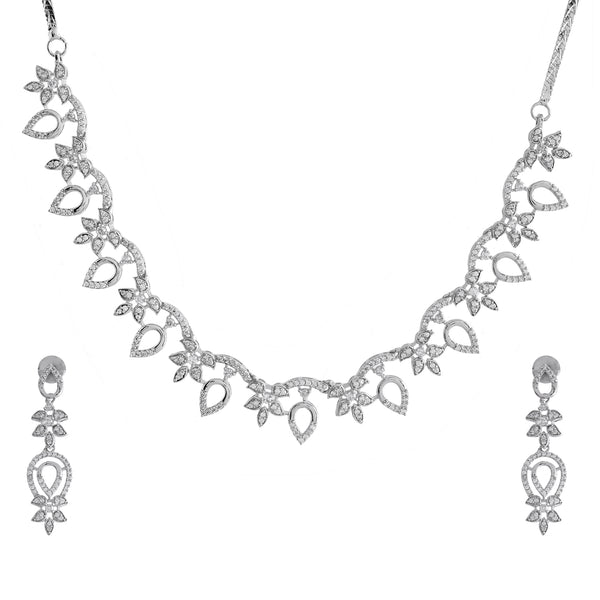 Sparkling Elegance Gleaming Blossom American Diamond Necklace Set – VOYLLA