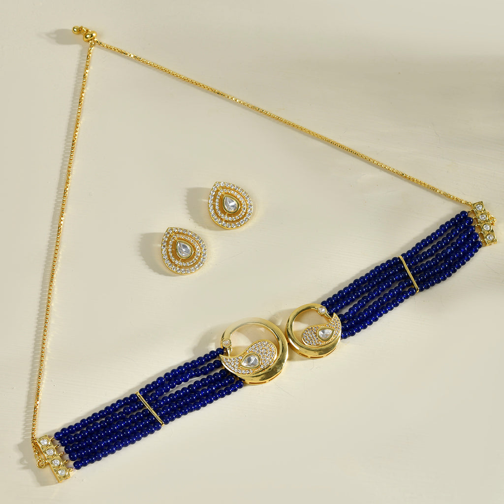 Panchhi Kruttika Blue Choker Necklace Set – VOYLLA