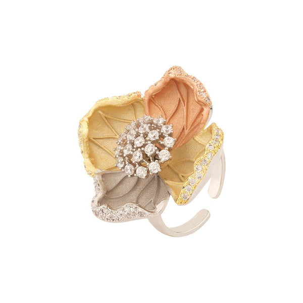 Troika Tri Color Flower Ring – VOYLLA