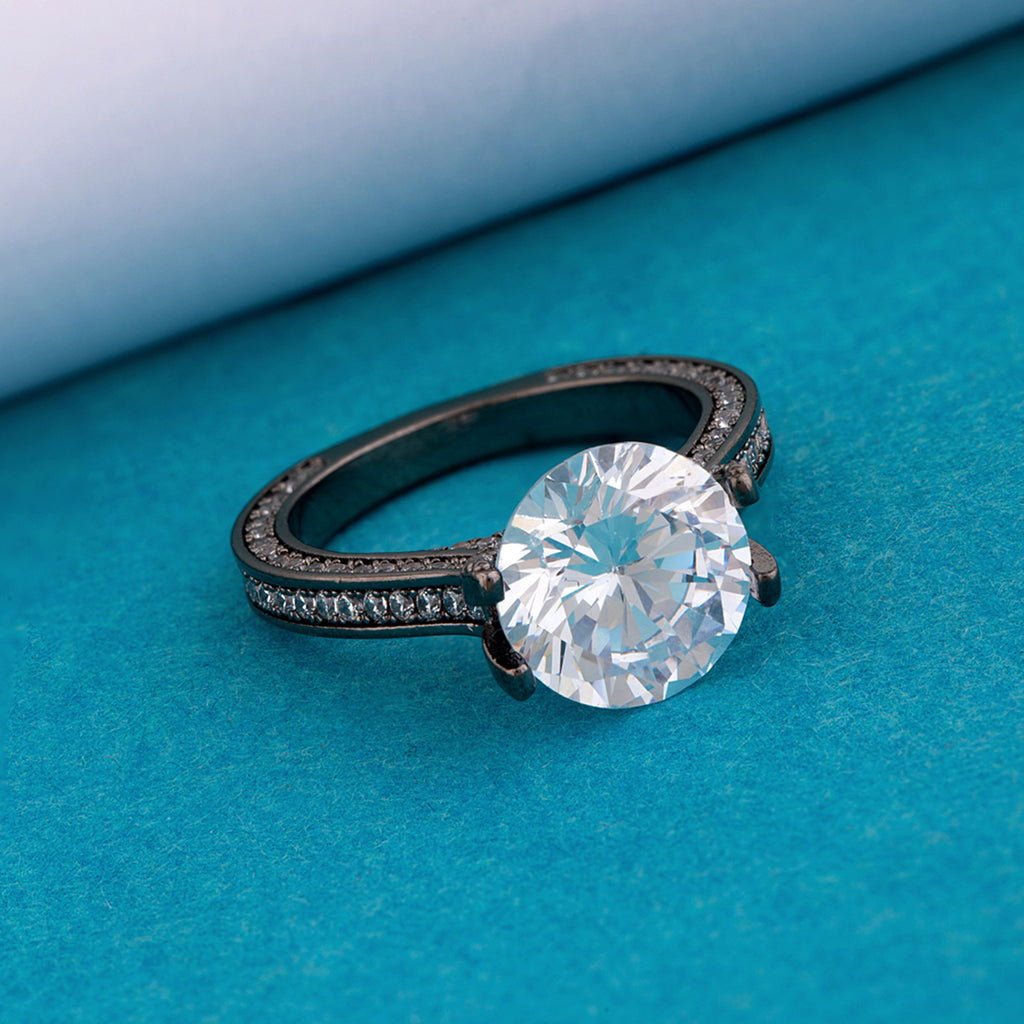Round Cut American Diamond Gemstone Adorned Ring – VOYLLA