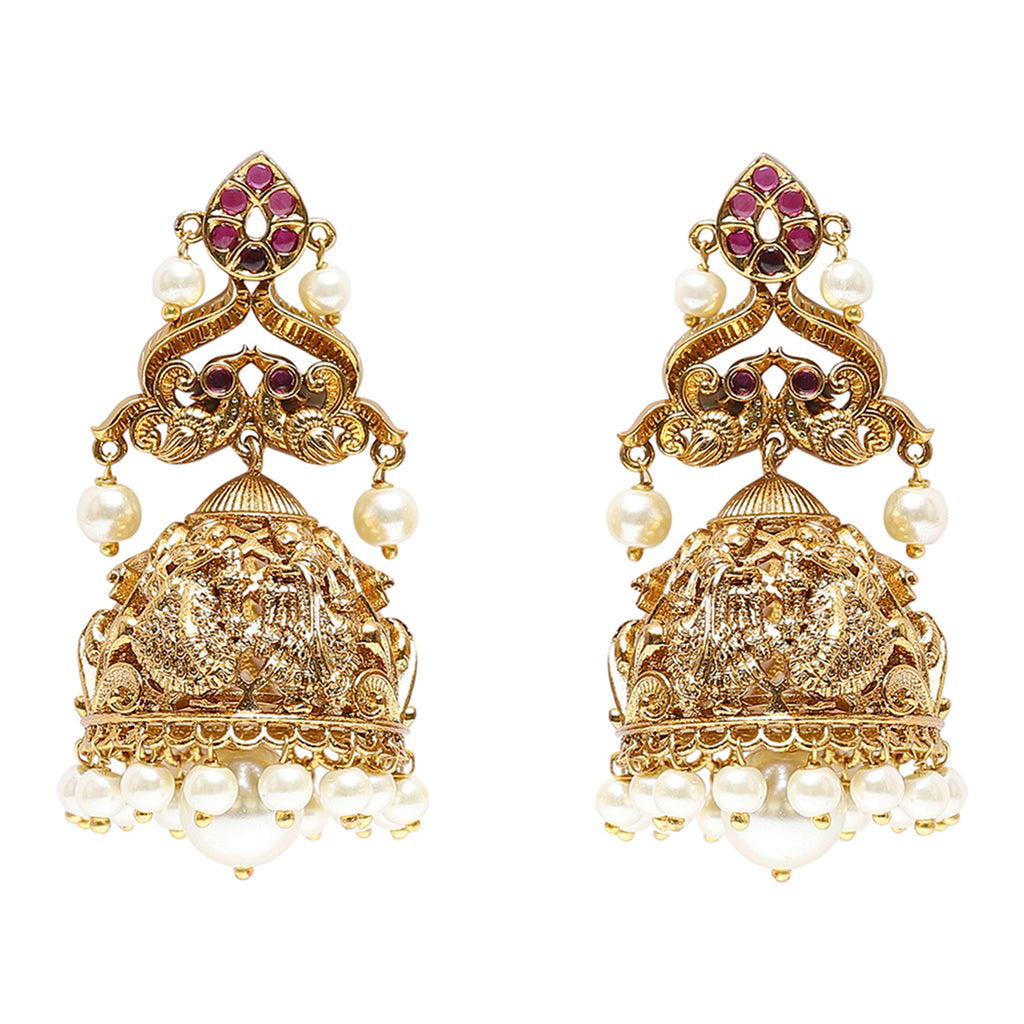 Yellow Gold Plated Faux Pearls Adorned Brass Jewellery Set – VOYLLA