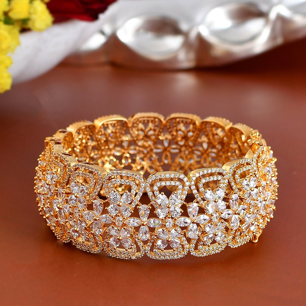 Sparkling Elegance Royal Cutwork Gold Plated Bangles – VOYLLA