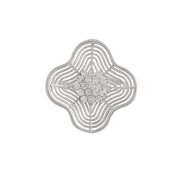 Sparkling Elegance Edgy Floral Motif CZ Ring – VOYLLA