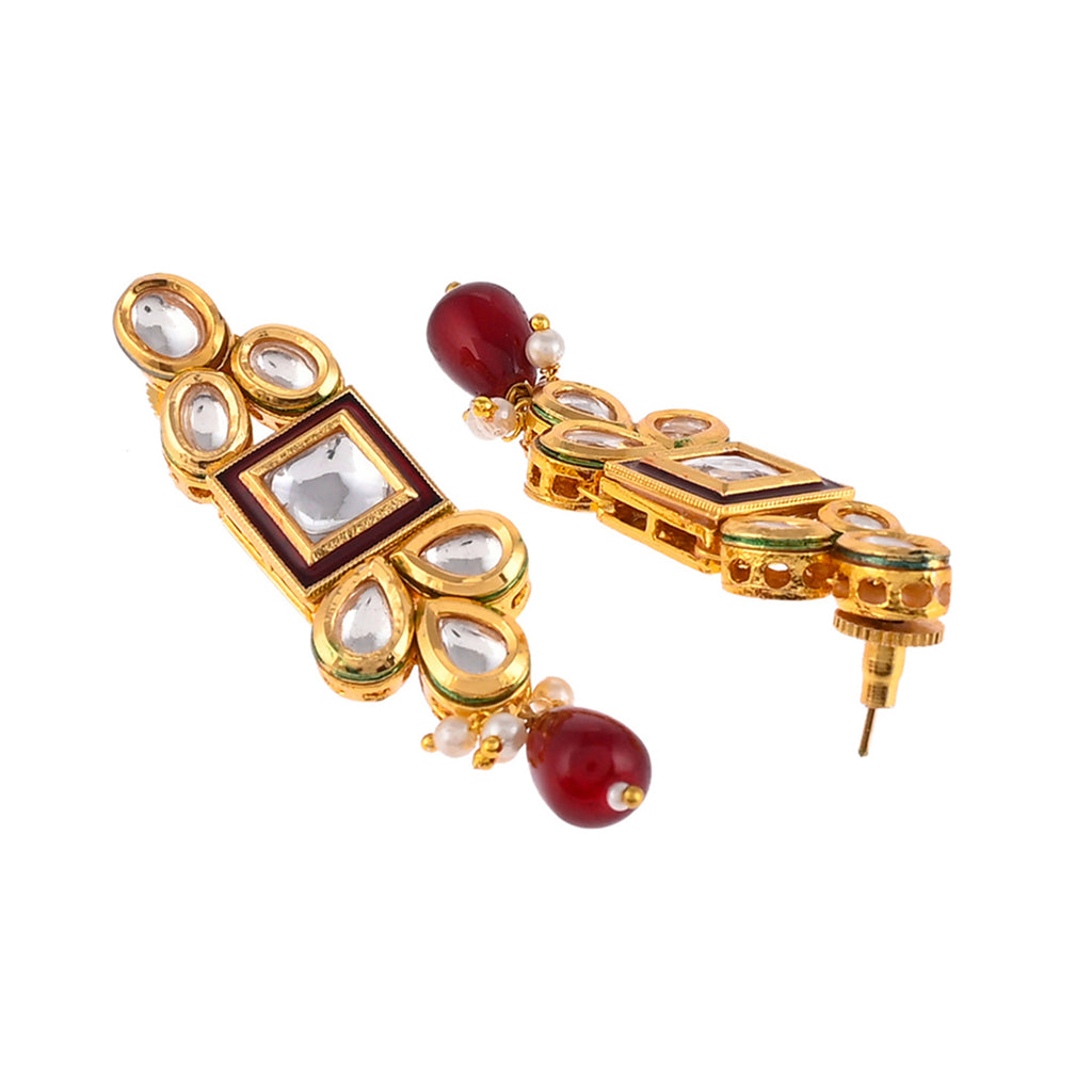 Kundan Elegance Square Cut Kundan Beaded Maang Tika Set – VOYLLA