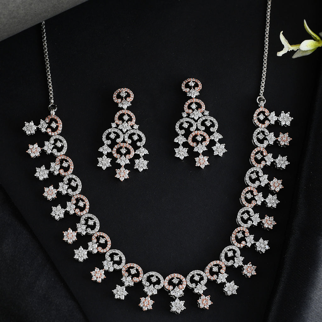 Cz Elegance Silver Plated Star Hanging Necklace Set – VOYLLA