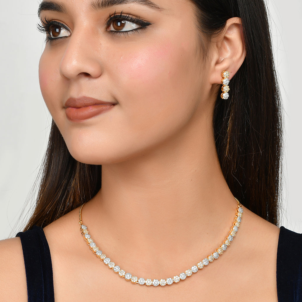 Cz Elegance Dual Tone Stone-Studded Necklace Set – VOYLLA