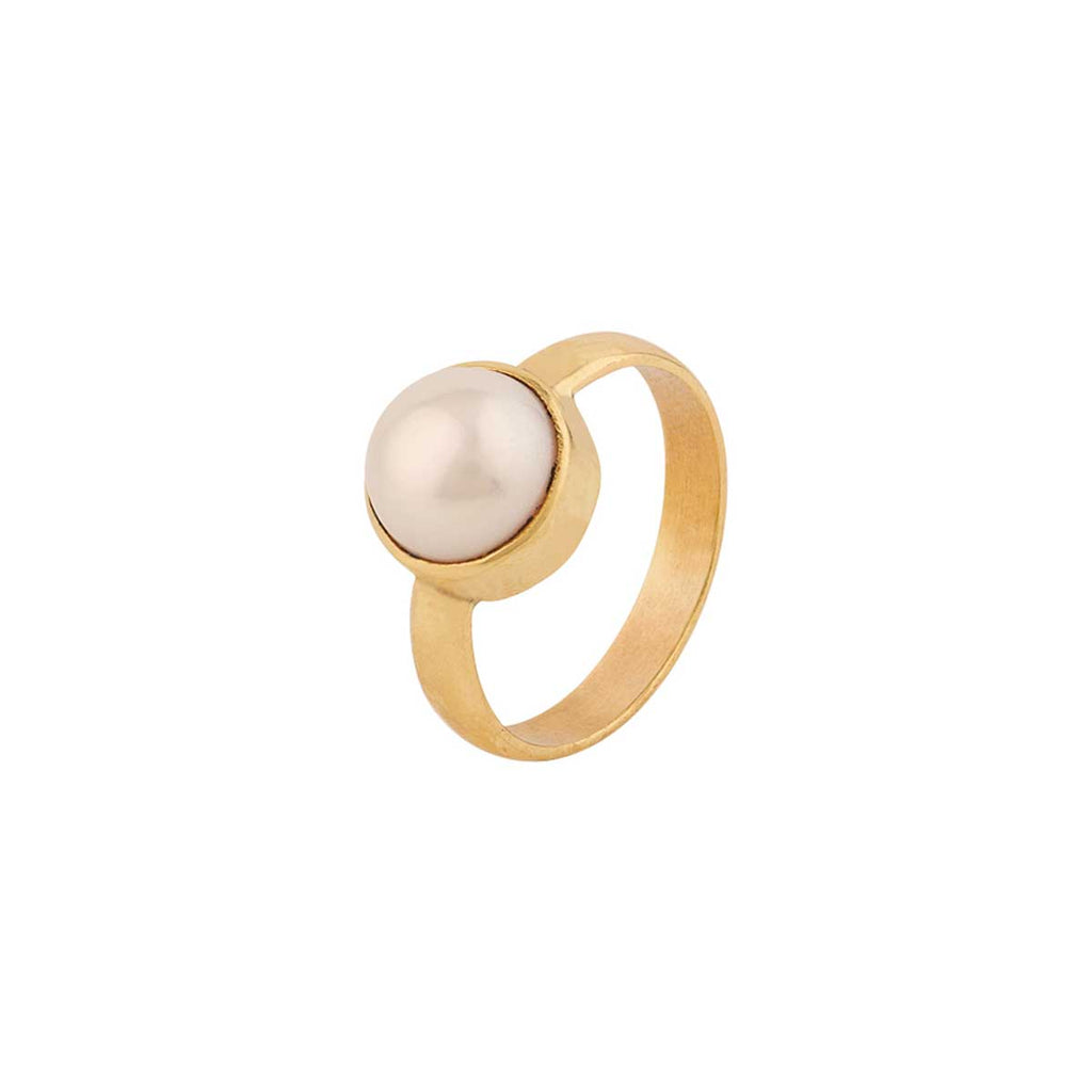 Pearl (Moti) 7.25 Ratti Ashtadhatu Rashi Ratna Ring with original Lab ...