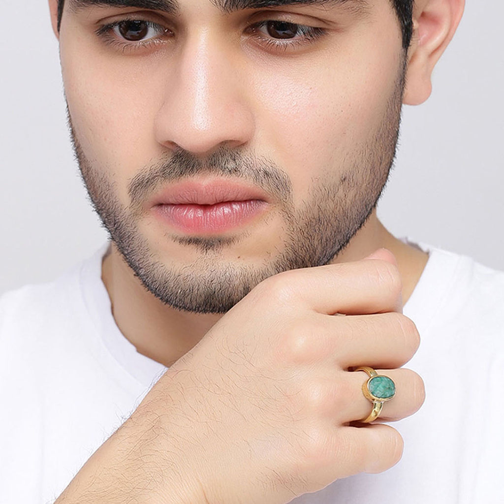 Emerald (Panna) 5.25 Ratti Ashtadhatu Rashi Ratna Ring with original L ...
