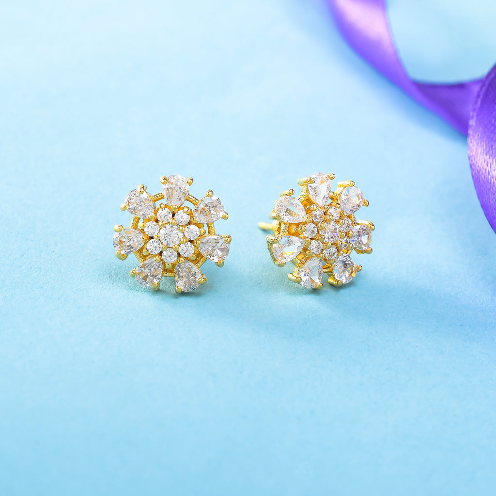 Cluster Setting White Zircon Gems Stud Earrings – VOYLLA