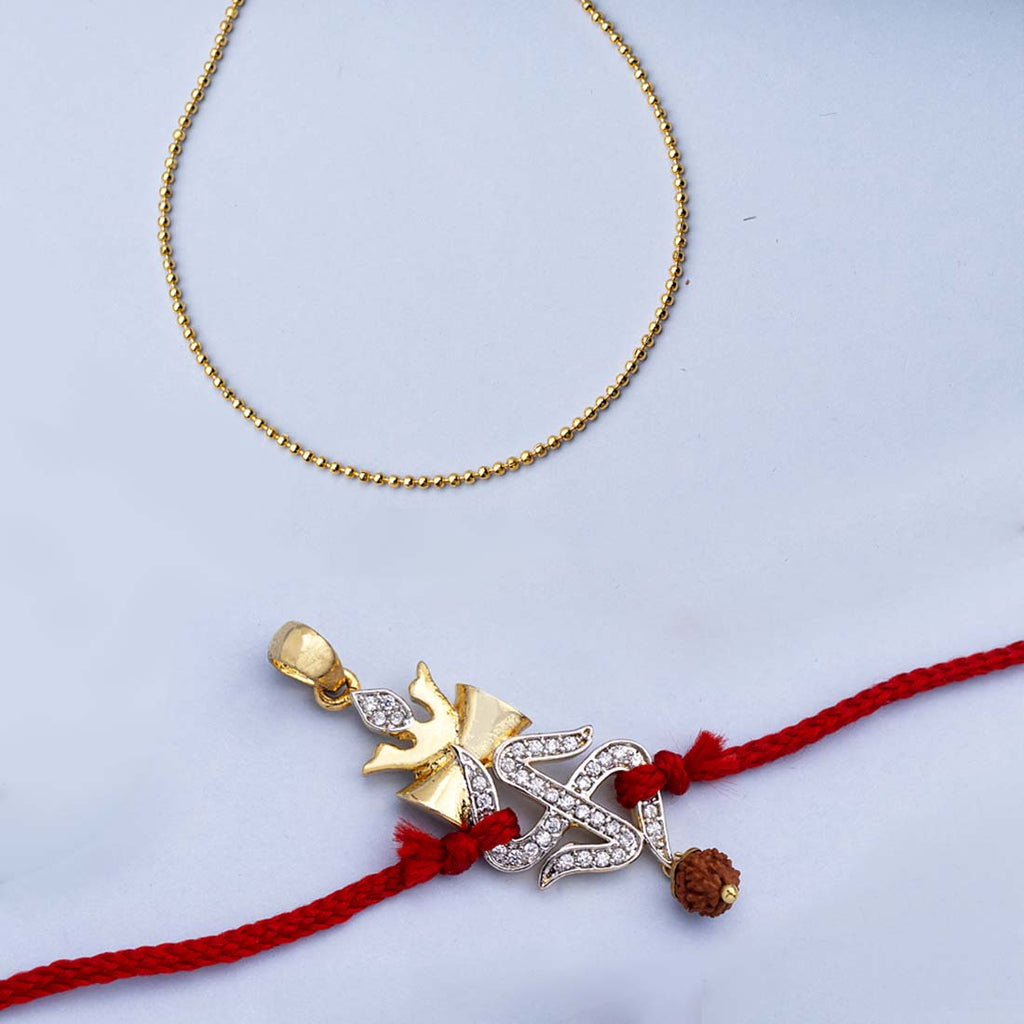 CZ Studded Swastika Rakhi Pendant – VOYLLA