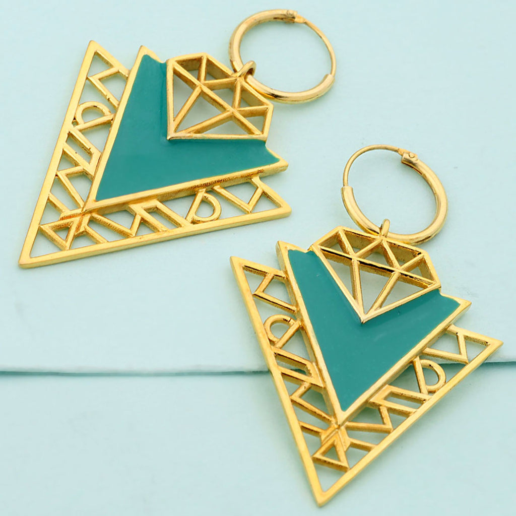 Stylish Dangler Earrings With Voylla Logo Design – VOYLLA