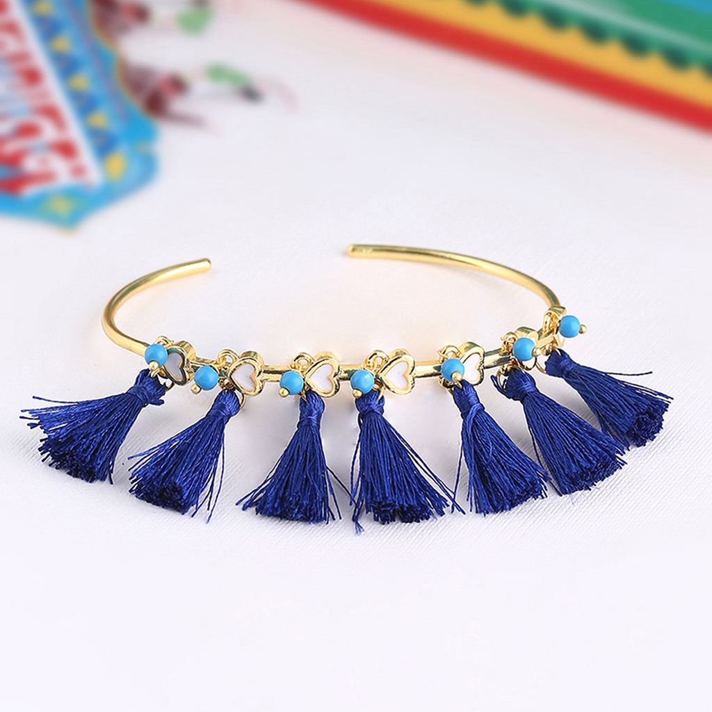 Truck Art Gold Toned Tassels Adorned Cuff Bracelet – VOYLLA