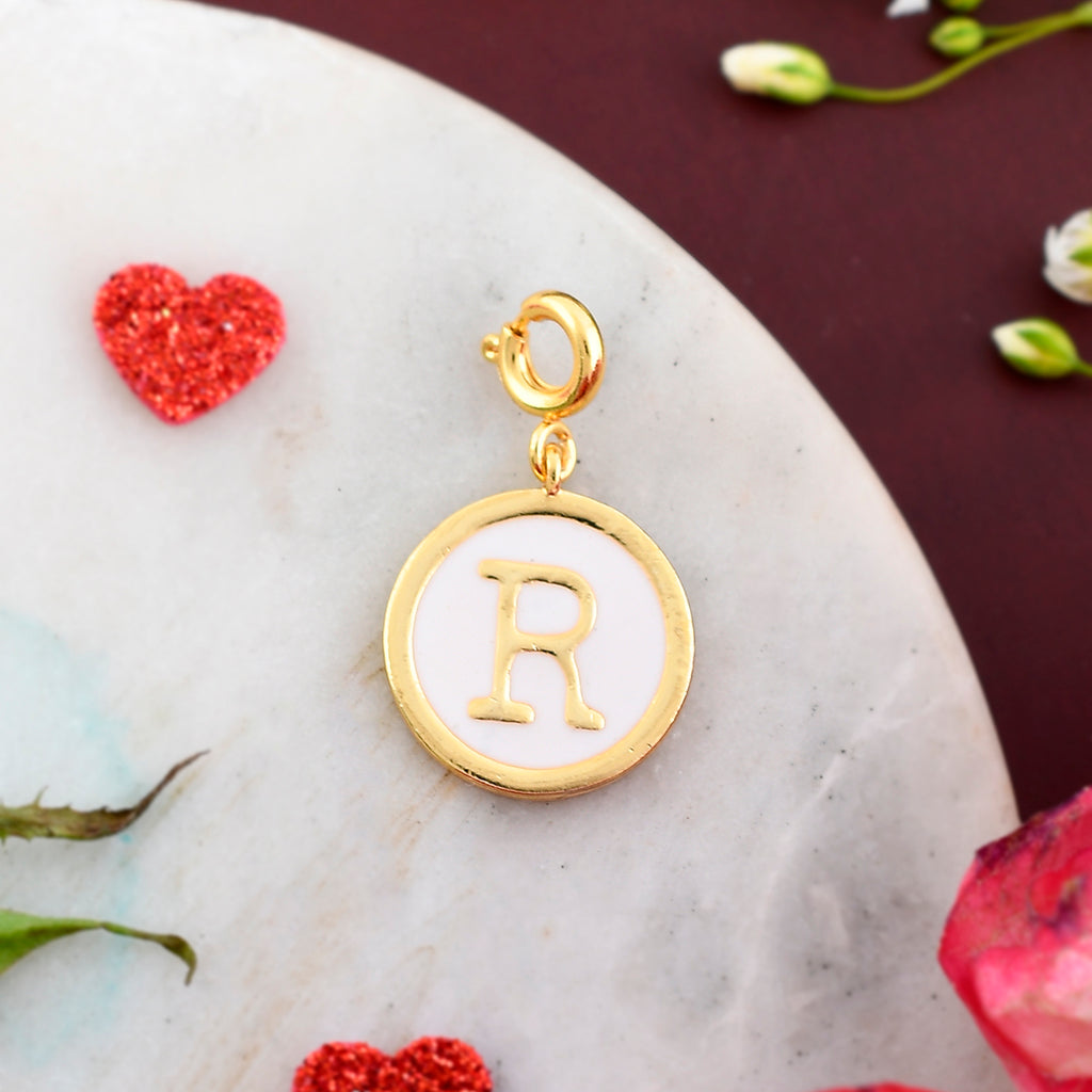 Alphabet R White Enamel Charm – VOYLLA