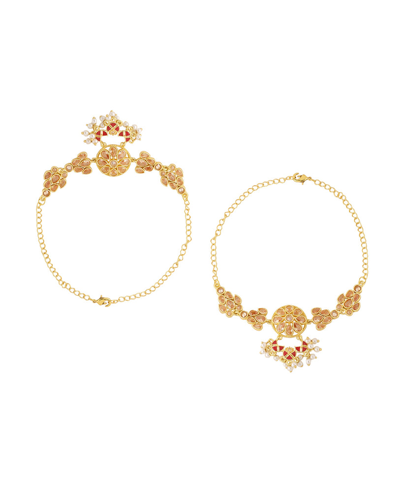 Apsara Bridal Floral Enameled Armlets – VOYLLA