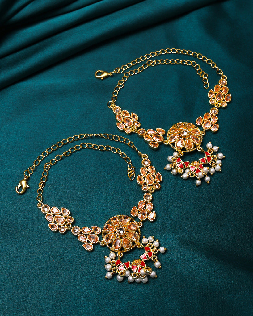 Apsara Bridal Floral Enameled Armlets – VOYLLA