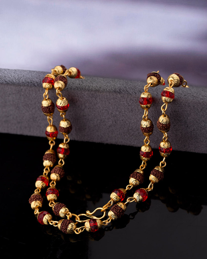 Gold Plated Chain Graced with Rudraksha Beads – VOYLLA