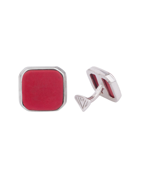 Red Square Stone Studded Silver Plated Milestone Cufflinks – VOYLLA