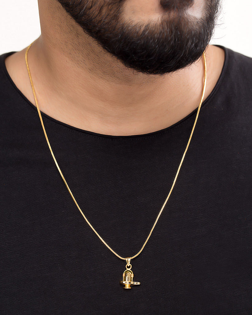 Sleek Gold Plated Shiv Ling Pendant – VOYLLA