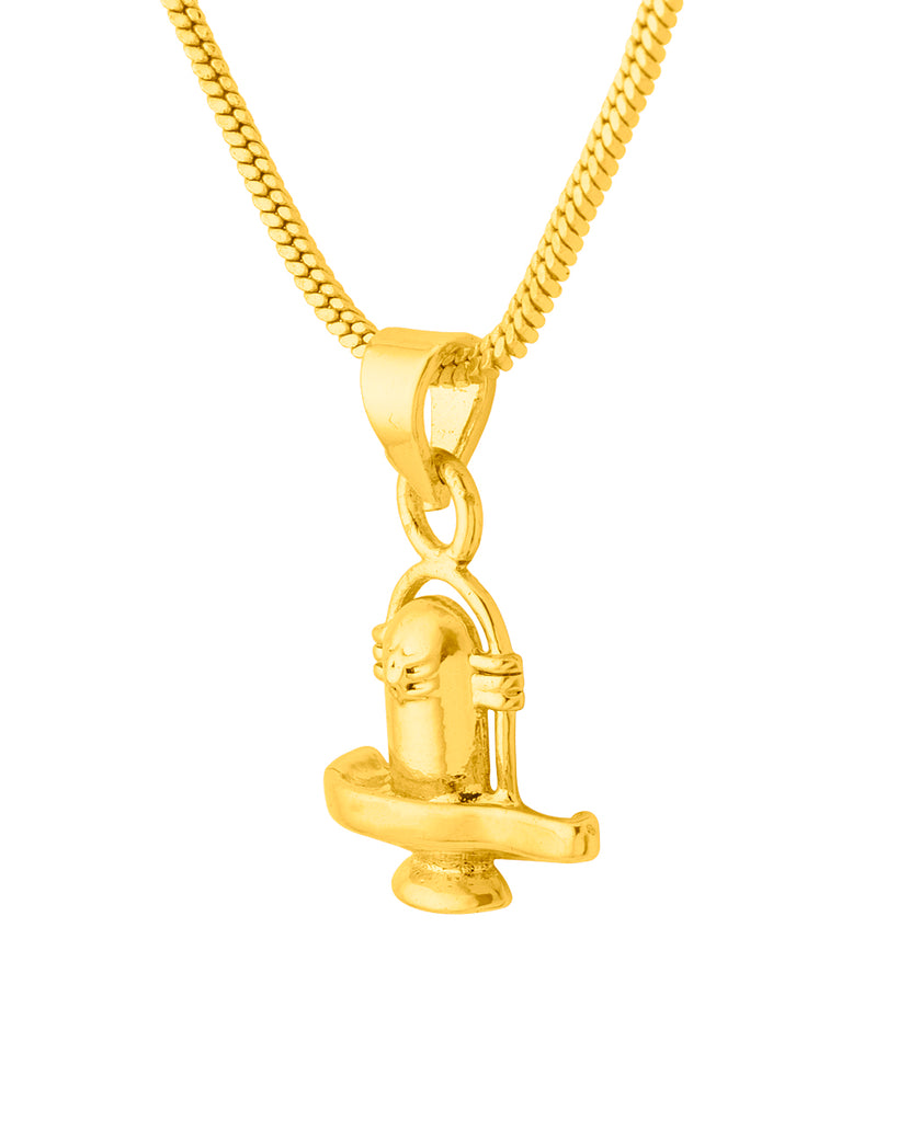 Sleek Gold Plated Shiv Ling Pendant – VOYLLA